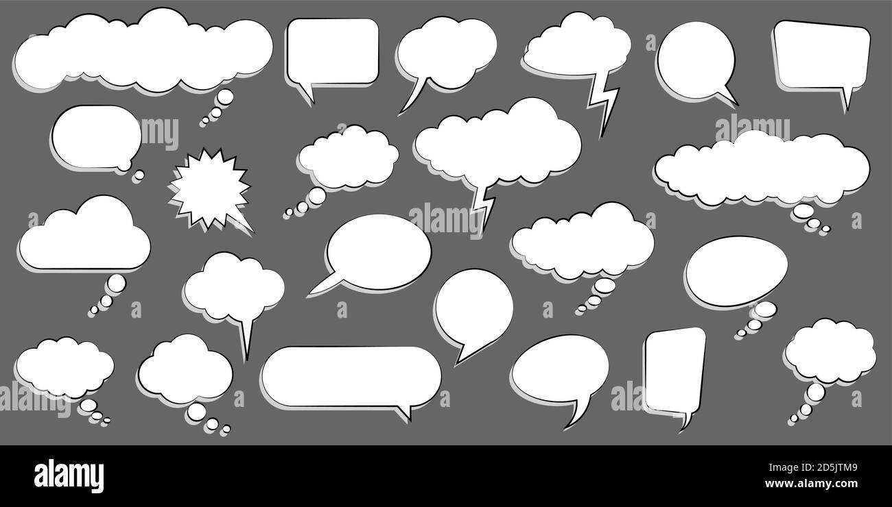 collection of different speech bubbles and thought bubbles with space ...