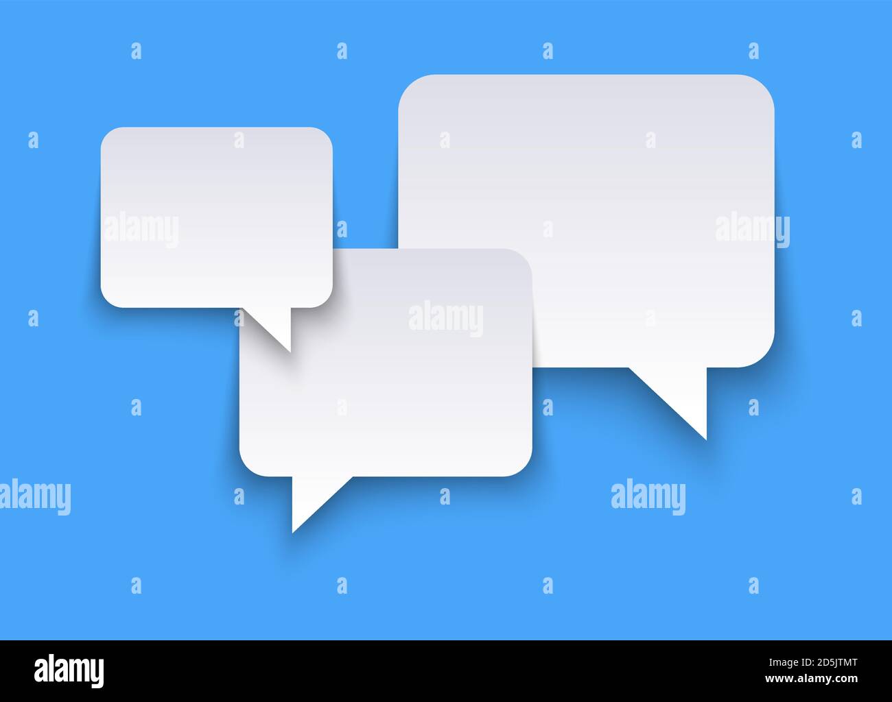 EPS vector illustration of white speech bubbles with shadows on blue ...