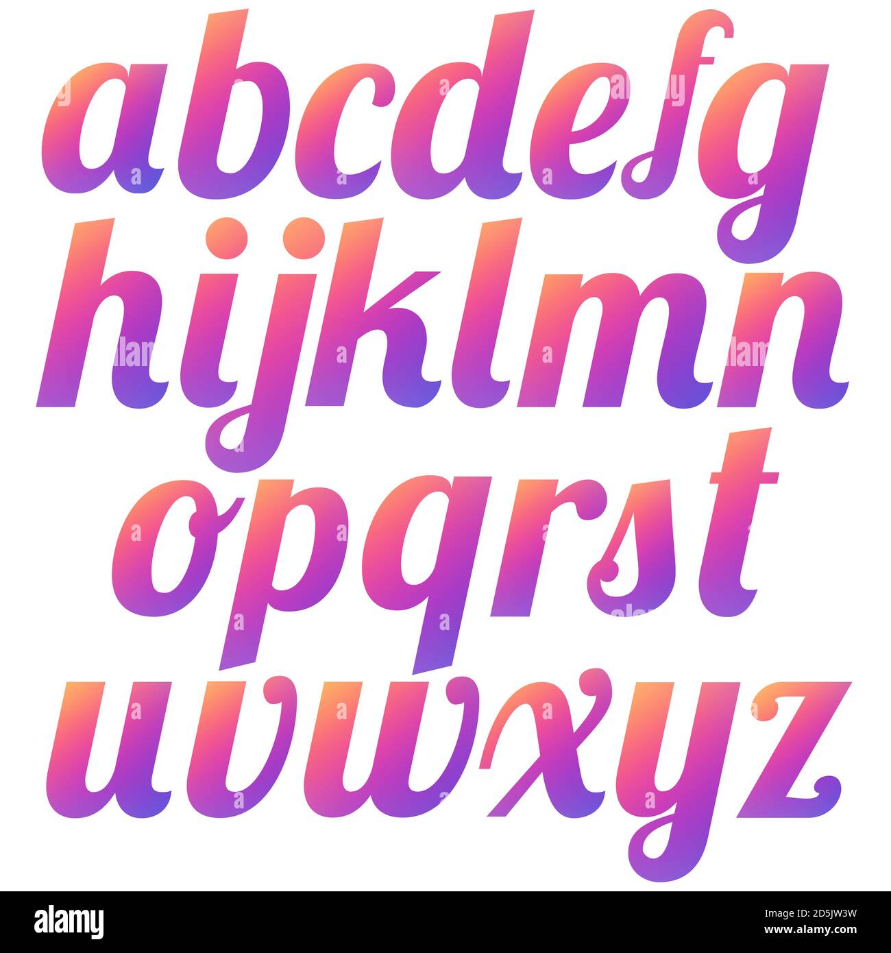 Set of alphabet small letters in trendy social media gradient colors ...