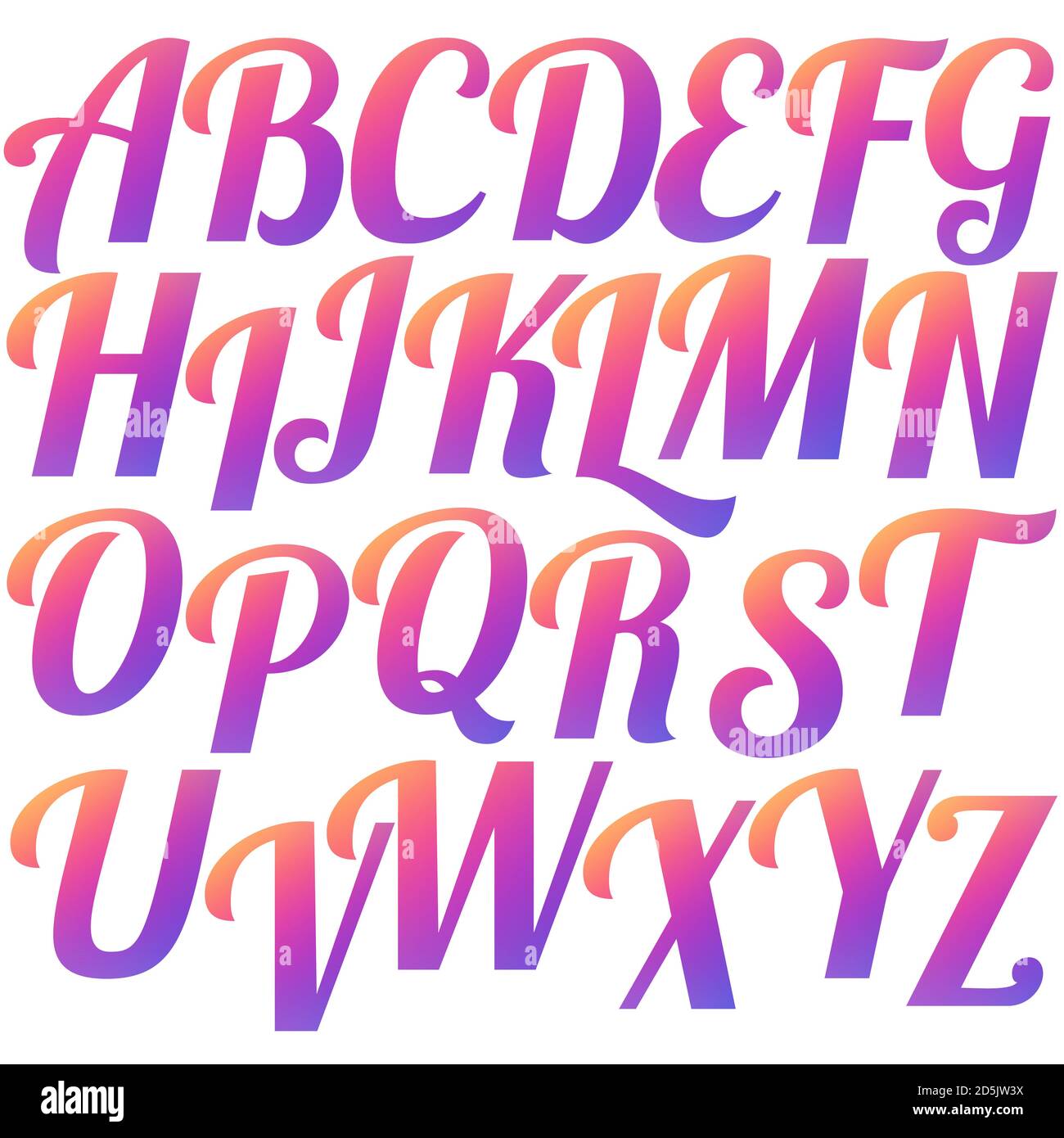 Set gradient capital letters in social media colors. Isolated alphabet ...