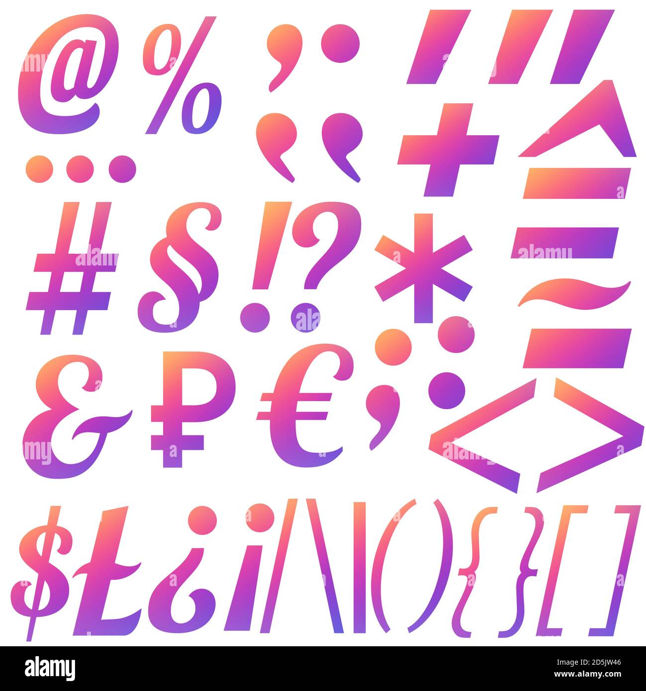 Set of signs and symbols in trendy social media gradient colors ...