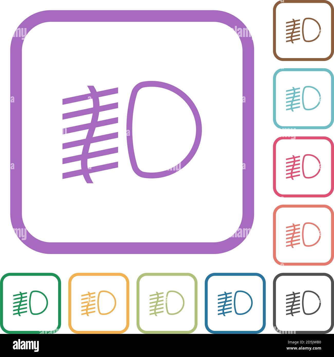 Fog lights simple icons in color rounded square frames on white background Stock Vector Image ...