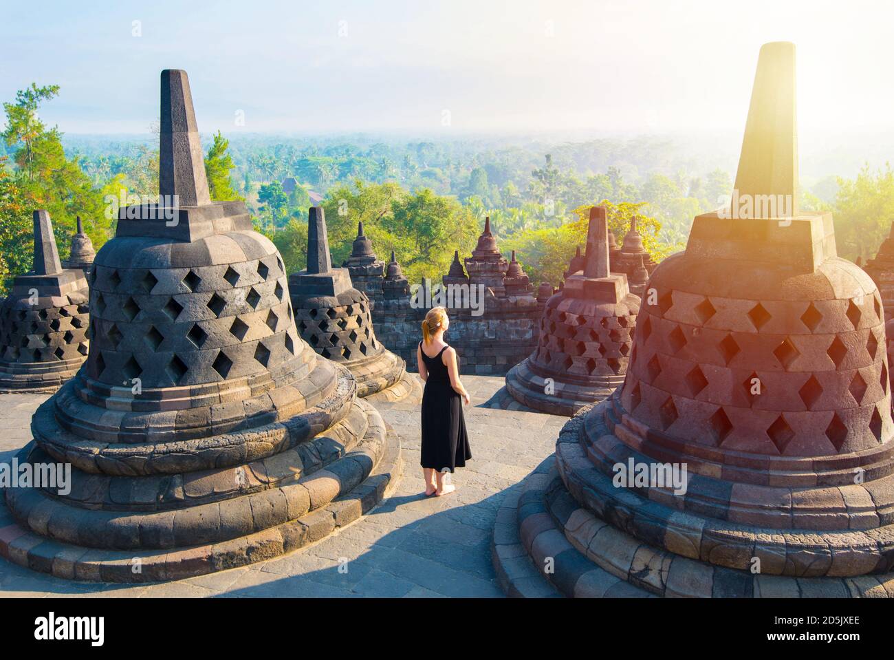 Sunrise in Borobudur, greatest Buddhist temple - Java Stock Photo - Alamy