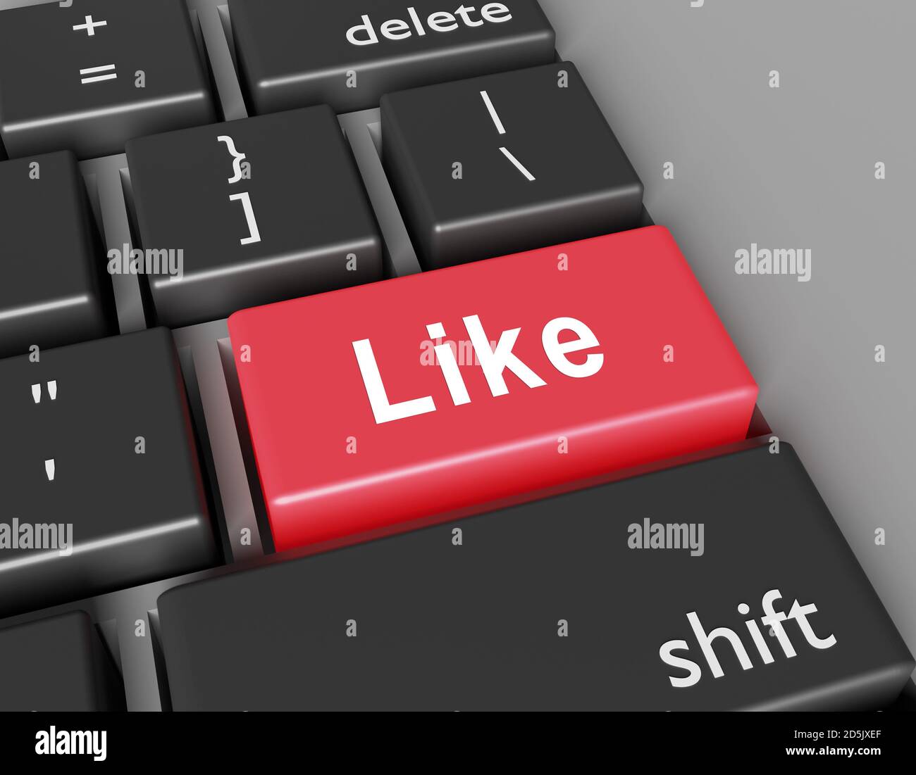 Like concept. Word Like on button of computer keyboard. 3d rendering ...