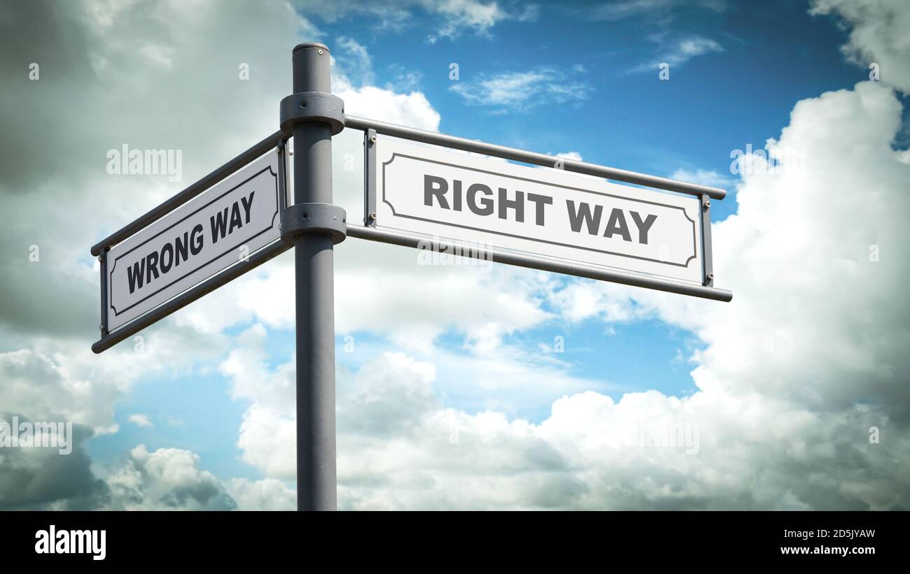 Street Sign RIGHT WAY versus WRONG WAY Stock Photo - Alamy