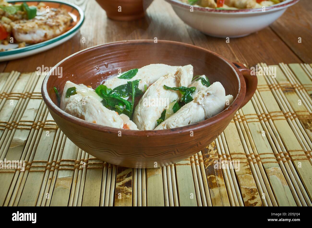 Poulet fafa - traditional chicken Tahitian dish Stock Photo - Alamy