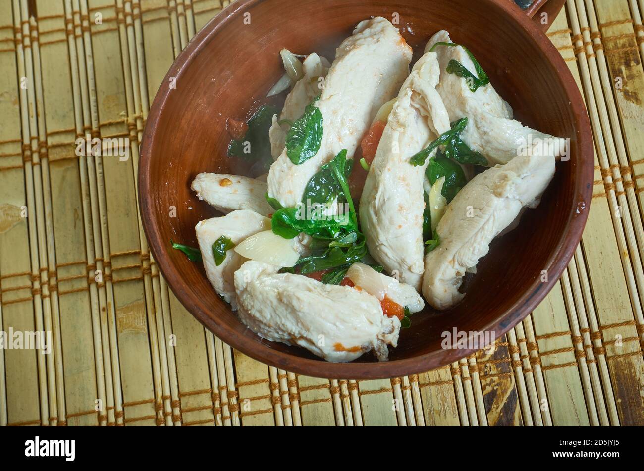 Poulet fafa - traditional chicken Tahitian dish Stock Photo - Alamy