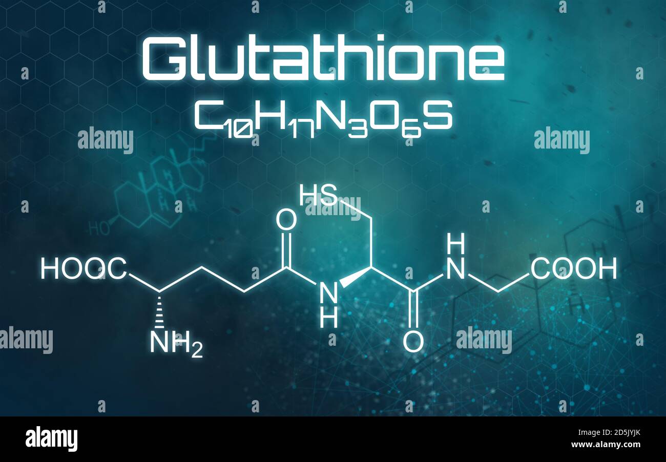 Chemical formula of Glutathione on a futuristic background Stock Photo ...