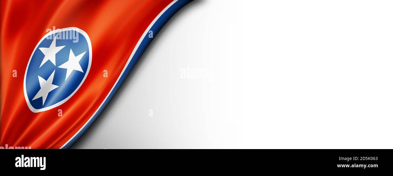 Tennessee flag on white wall banner, USA. 3D illustration Stock Photo ...