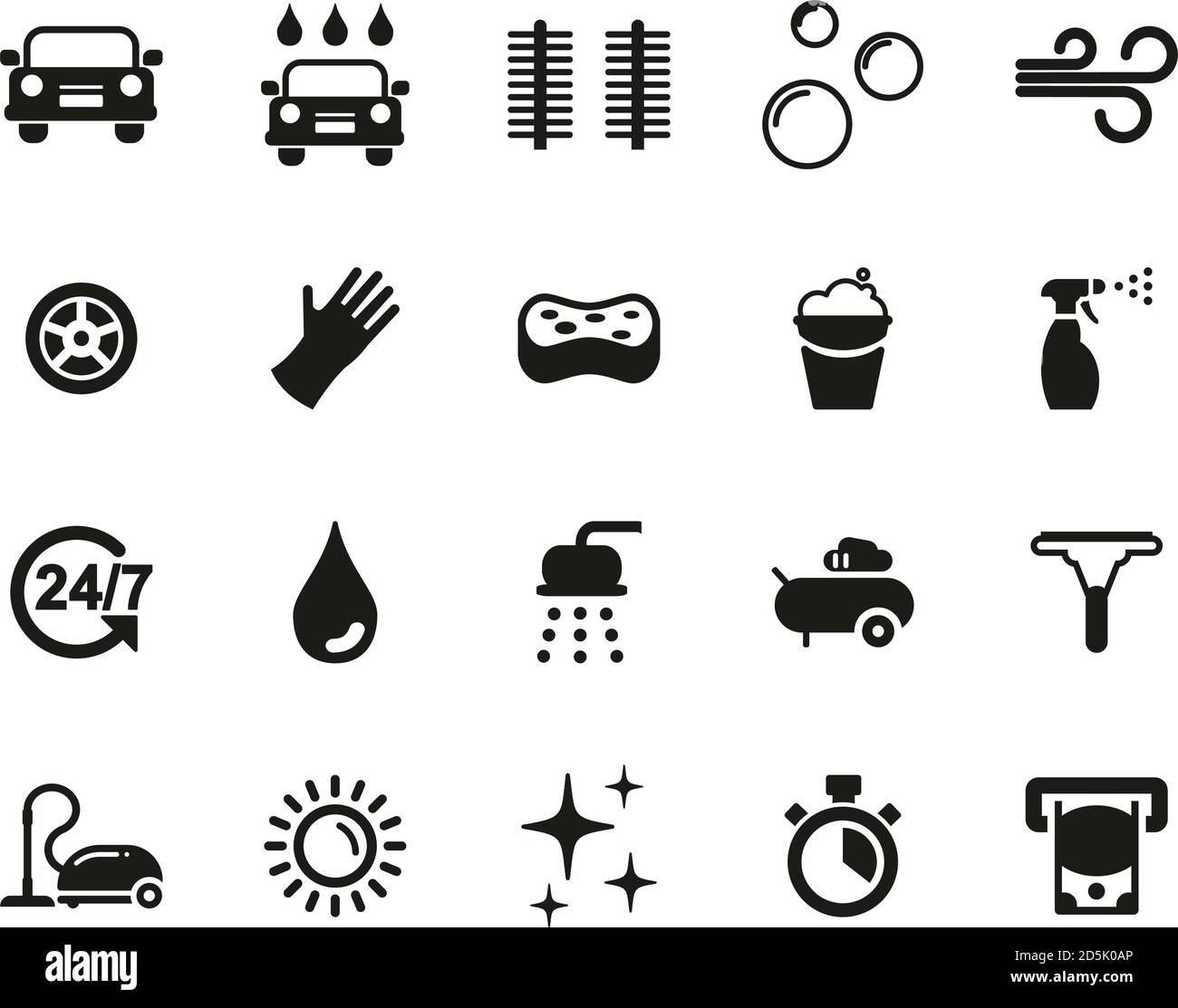 Car Wash Icons Black & White Set Big Stock Vector Image & Art - Alamy
