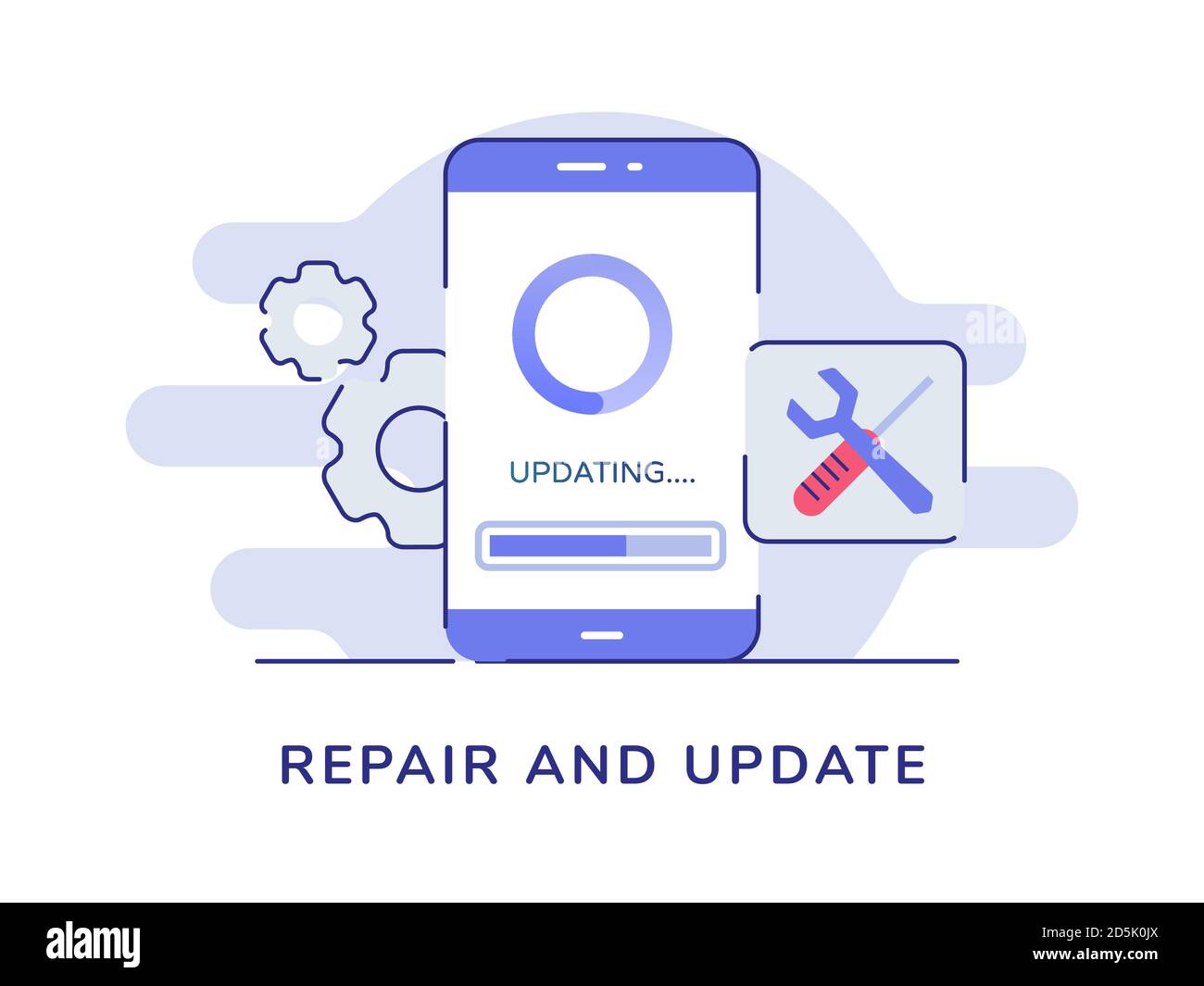 Repair and update concept updating process loading on smartphone screen ...