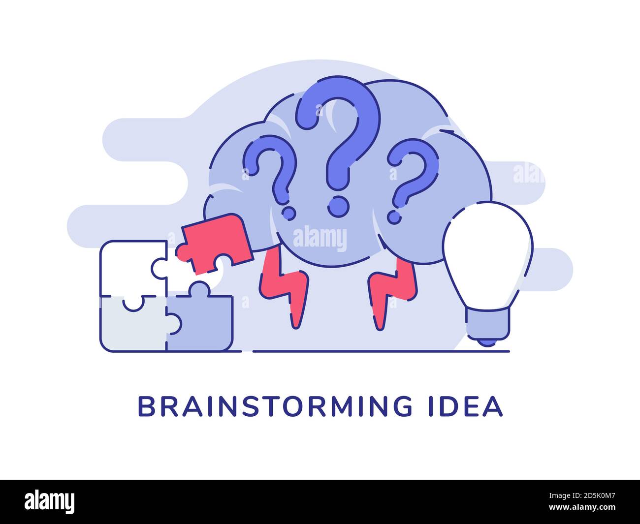 Brainstorming idea concept brain lightning question mark bulb lamp ...