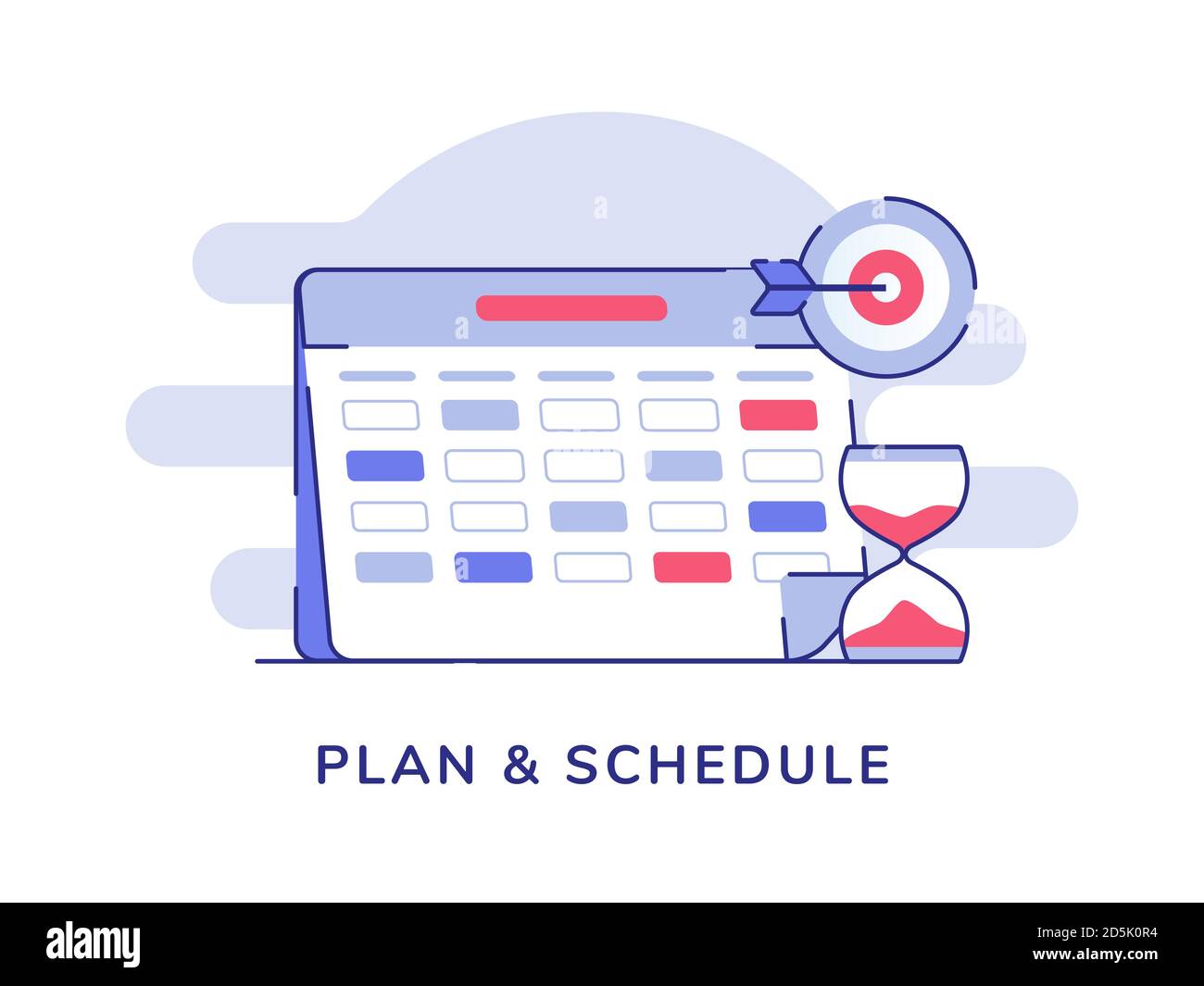 Plan and schedule calendar marker hourglass target goal white isolated ...