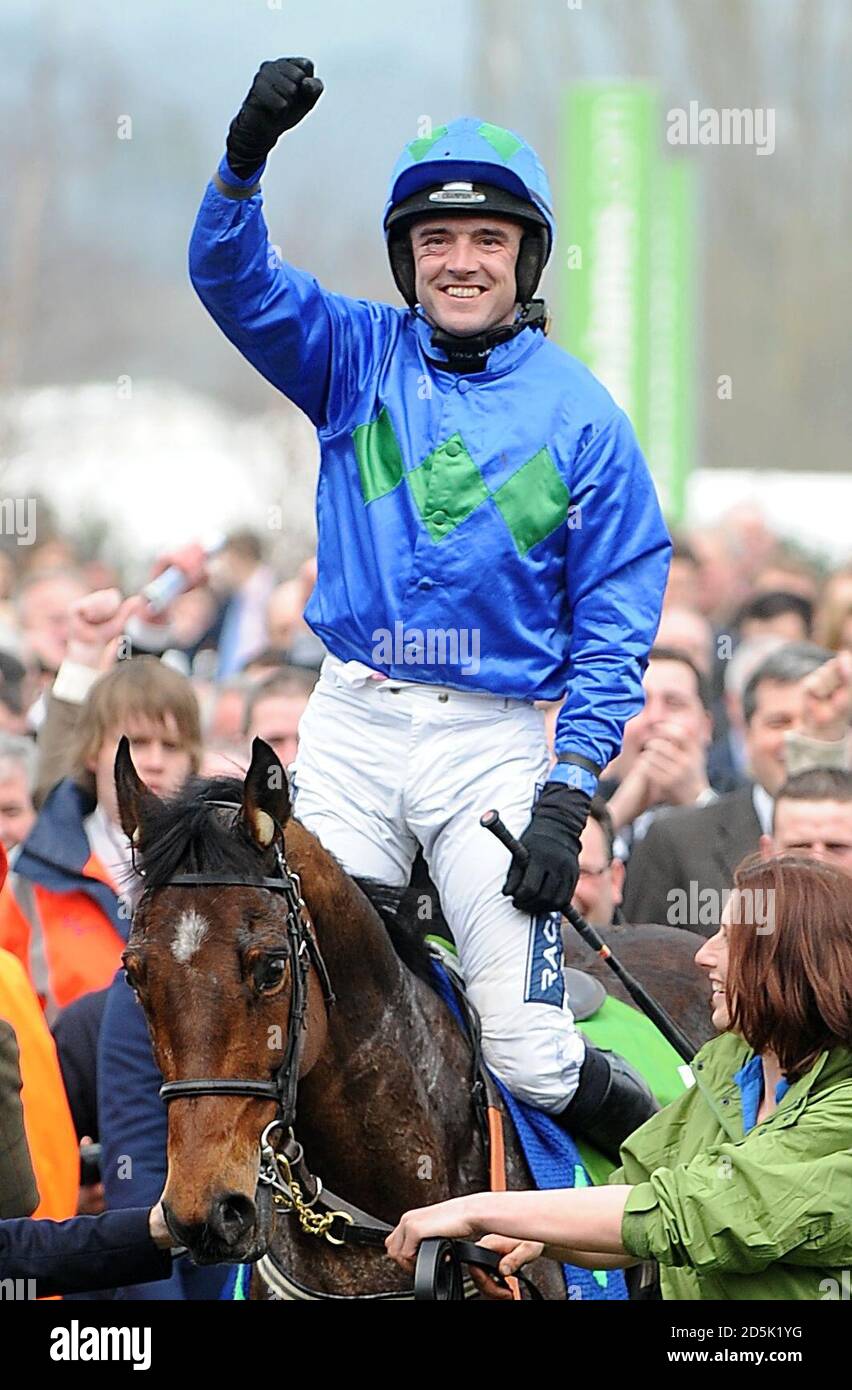 Jockey ruby walsh celebrates hi-res stock photography and images - Alamy
