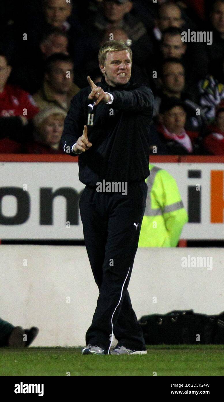 Burnley's manager Eddie Howe shouts out instruction's during the match ...