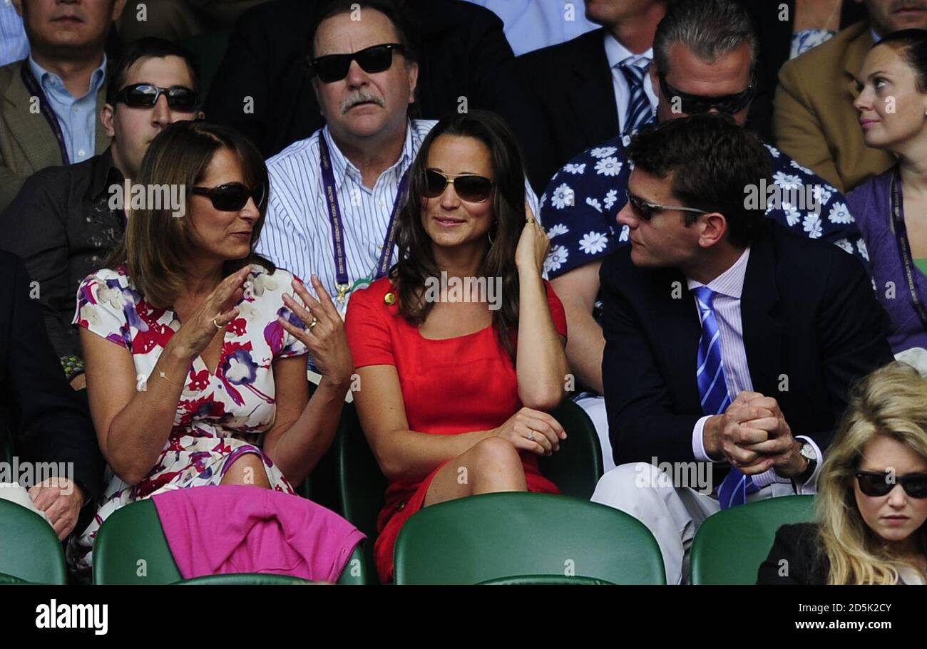 Pippa Middleton sit with her mother Carole and Alex Loudon on Centre ...