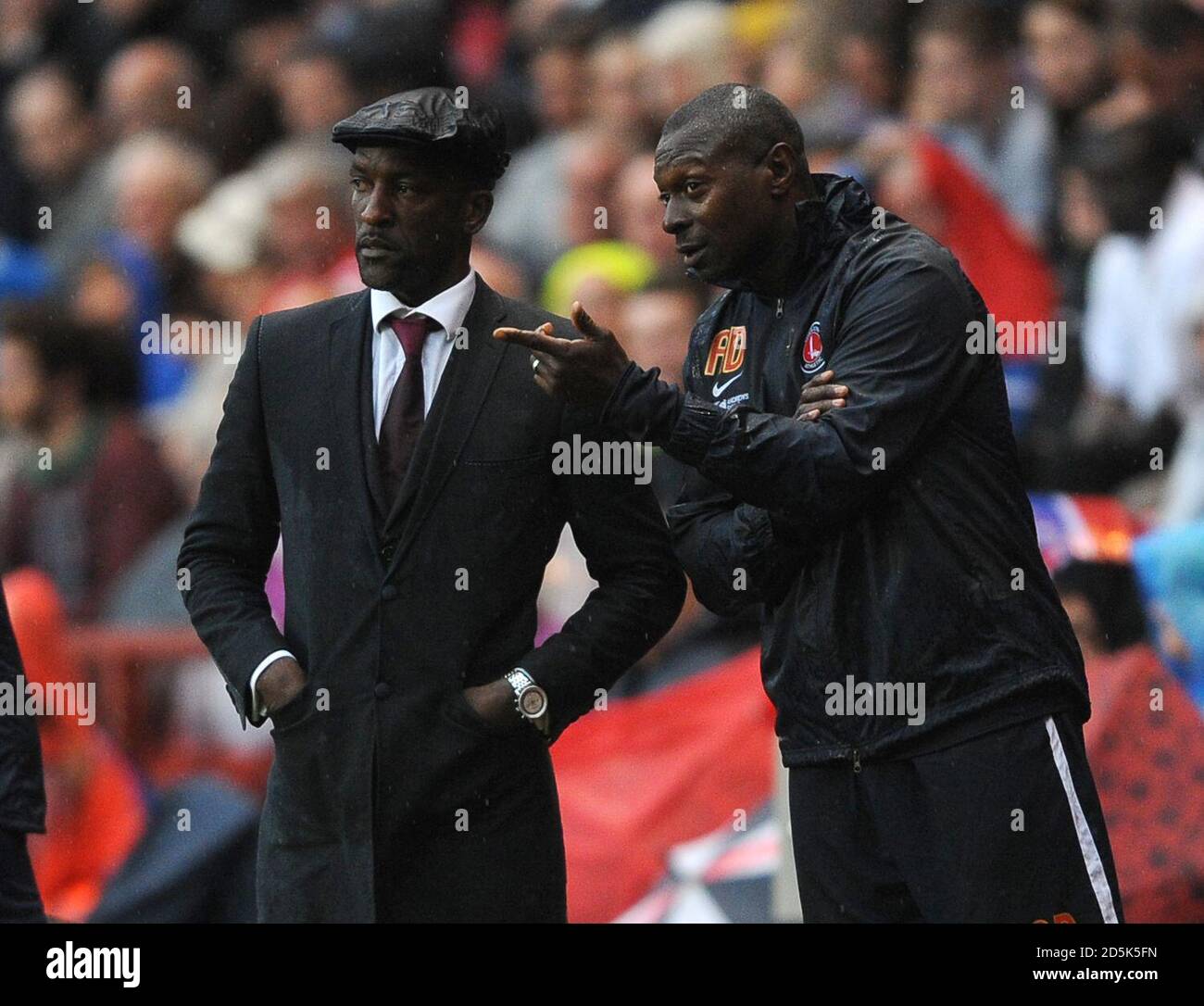 Charlton Athletic's Manager Chris Powell (left) alongside assistant ...