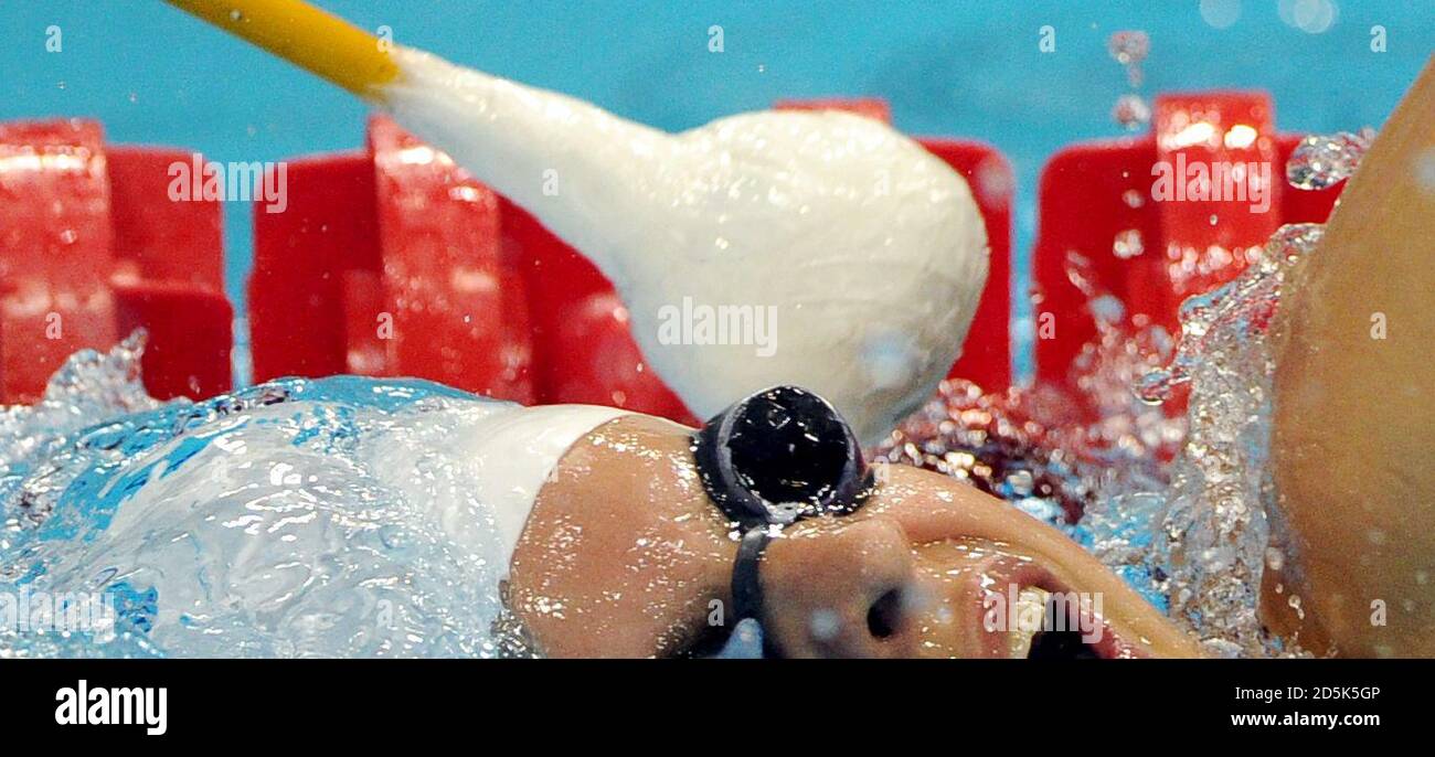 Argentina's Nadia Baez is warned she is approaching the end of the pool ...
