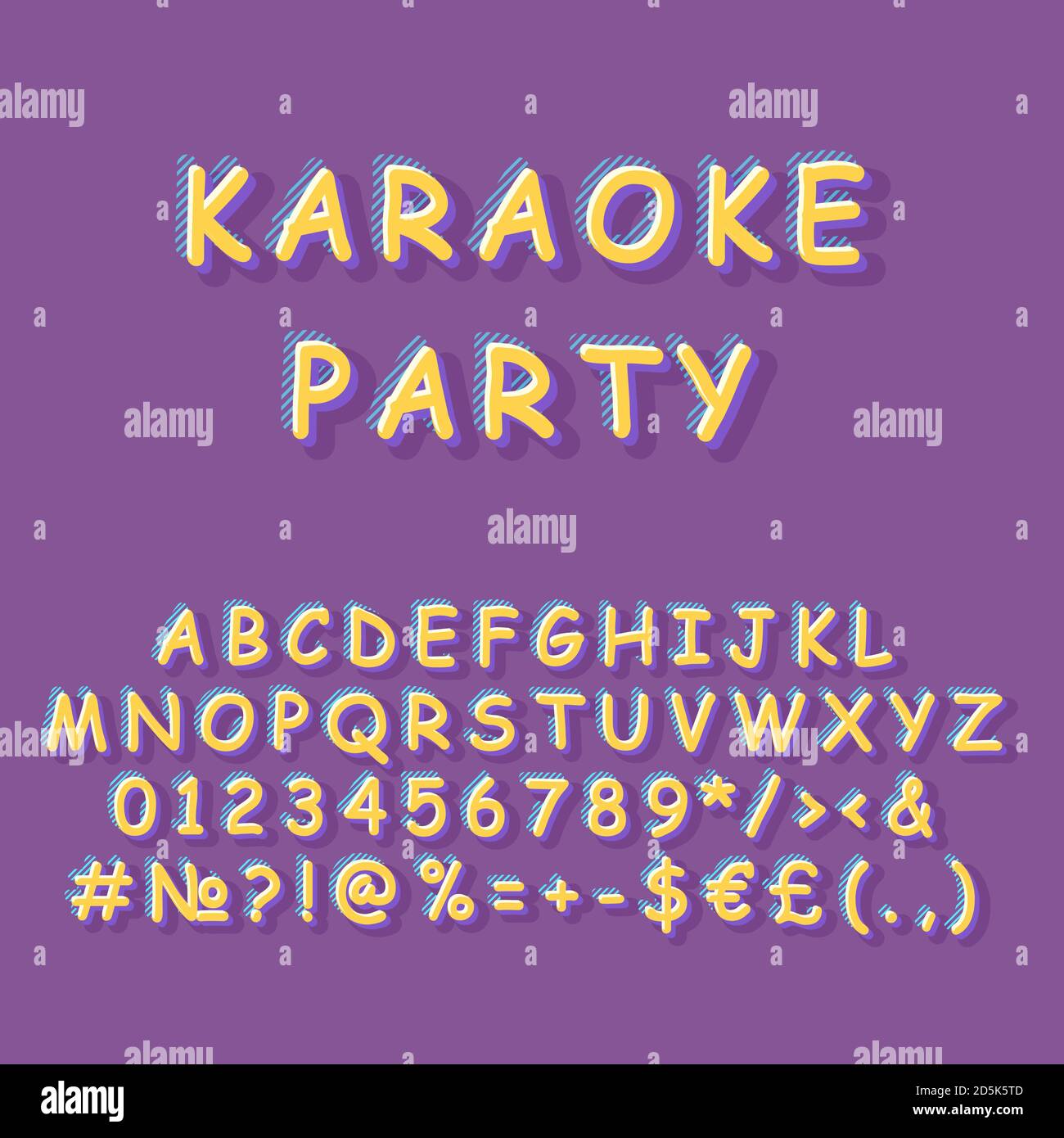 Karaoke party vintage 3d vector alphabet set Stock Vector Image & Art ...