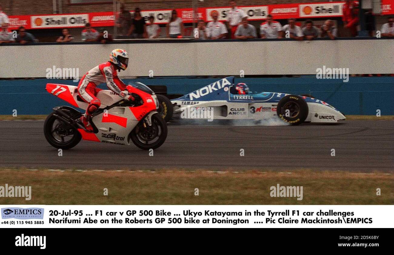 20-Jul-95 ... F1 car v GP 500 Bike ... Ukyo Katayama in the Tyrrell F1 ...