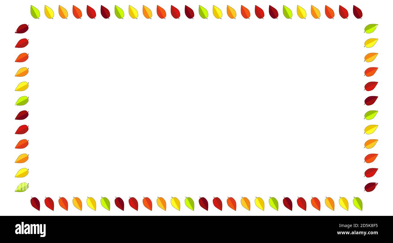 Autumn leaves rectangle frame with copy-space. Colorful cartoon leaves ...