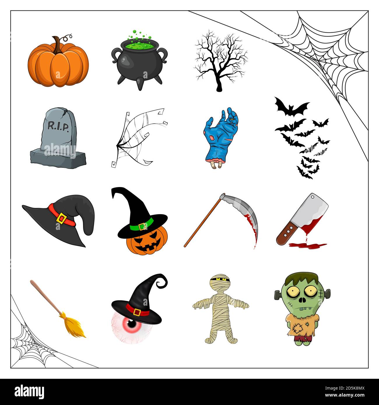 Halloween vector collection of spooky illustration isolated on white ...