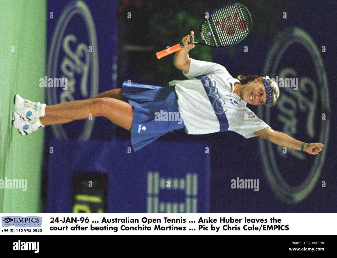 Anke Huber leaves the court after beating Conchita Martinez Stock Photo ...