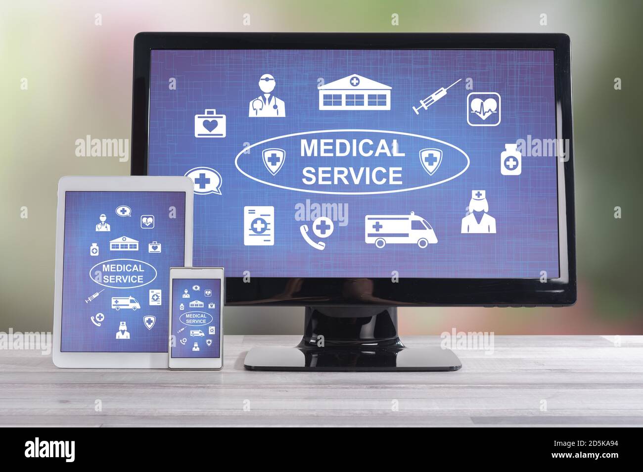 Medical service concept shown on different information technology ...