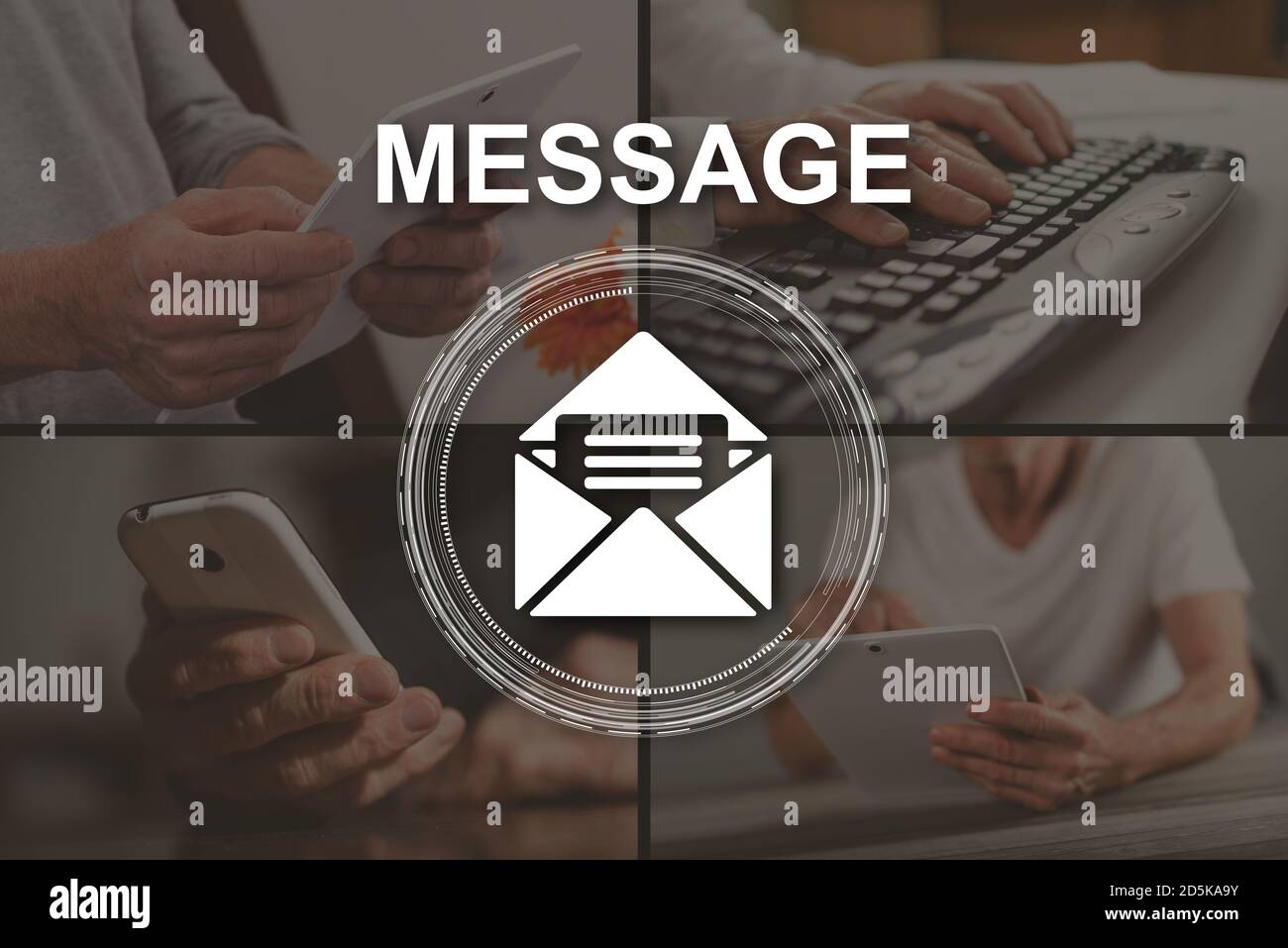 Message concept illustrated by pictures on background Stock Photo - Alamy
