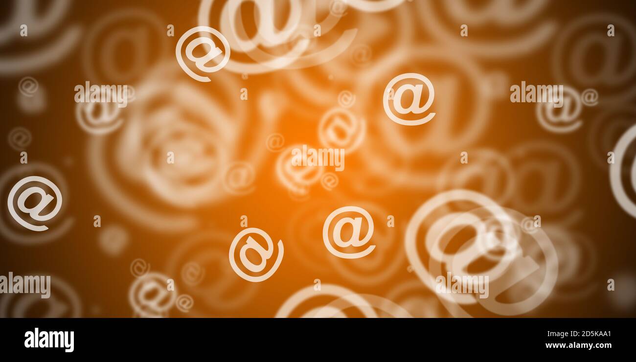 Flying at signs over orange background Stock Photo - Alamy