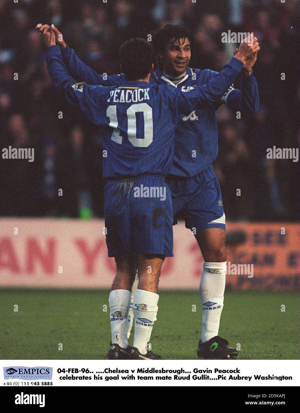 04-FEB-96. ....Chelsea v Middlesbrough. Gavin Peacock celebrates his ...