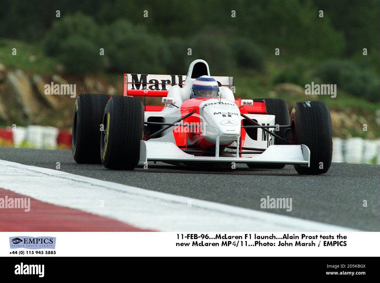 11-FEB-96. McLaren F1 Launch. Alain Prost tests thernew McLaren MP4/11 ...