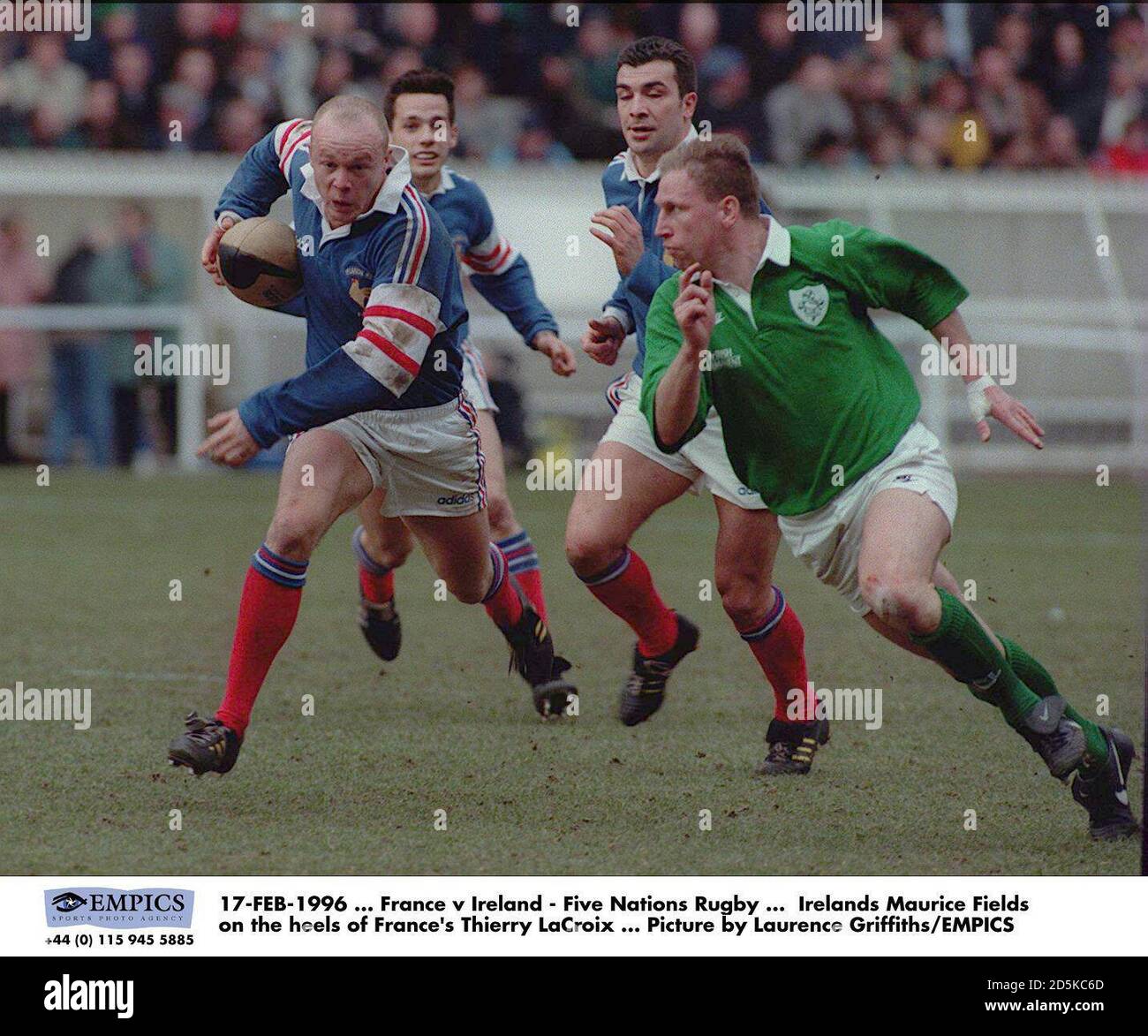 17-FEB-1996 ... France v Ireland - Five Nations Rugby ... Ireland's ...
