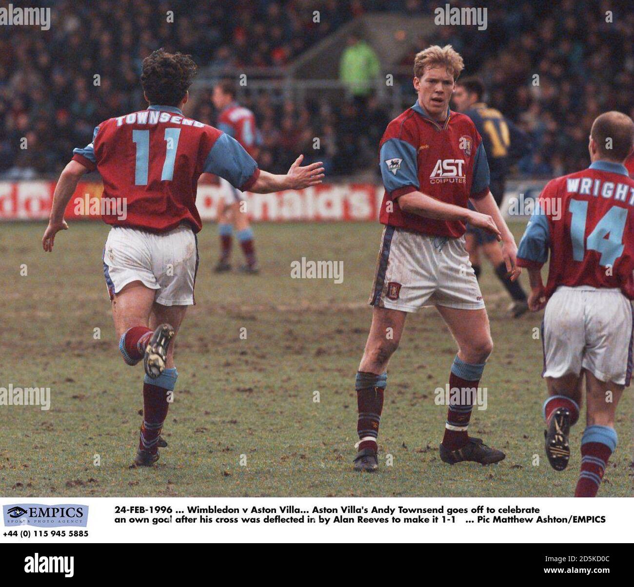 24-FEB-1996 ... Wimbledon v Aston Villa. Aston Villa's Andy Townsend ...