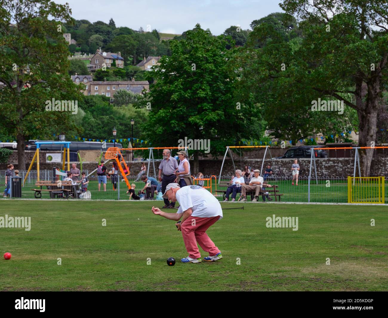 In July, a lone competitor takes time to practice bowls on the crown ...