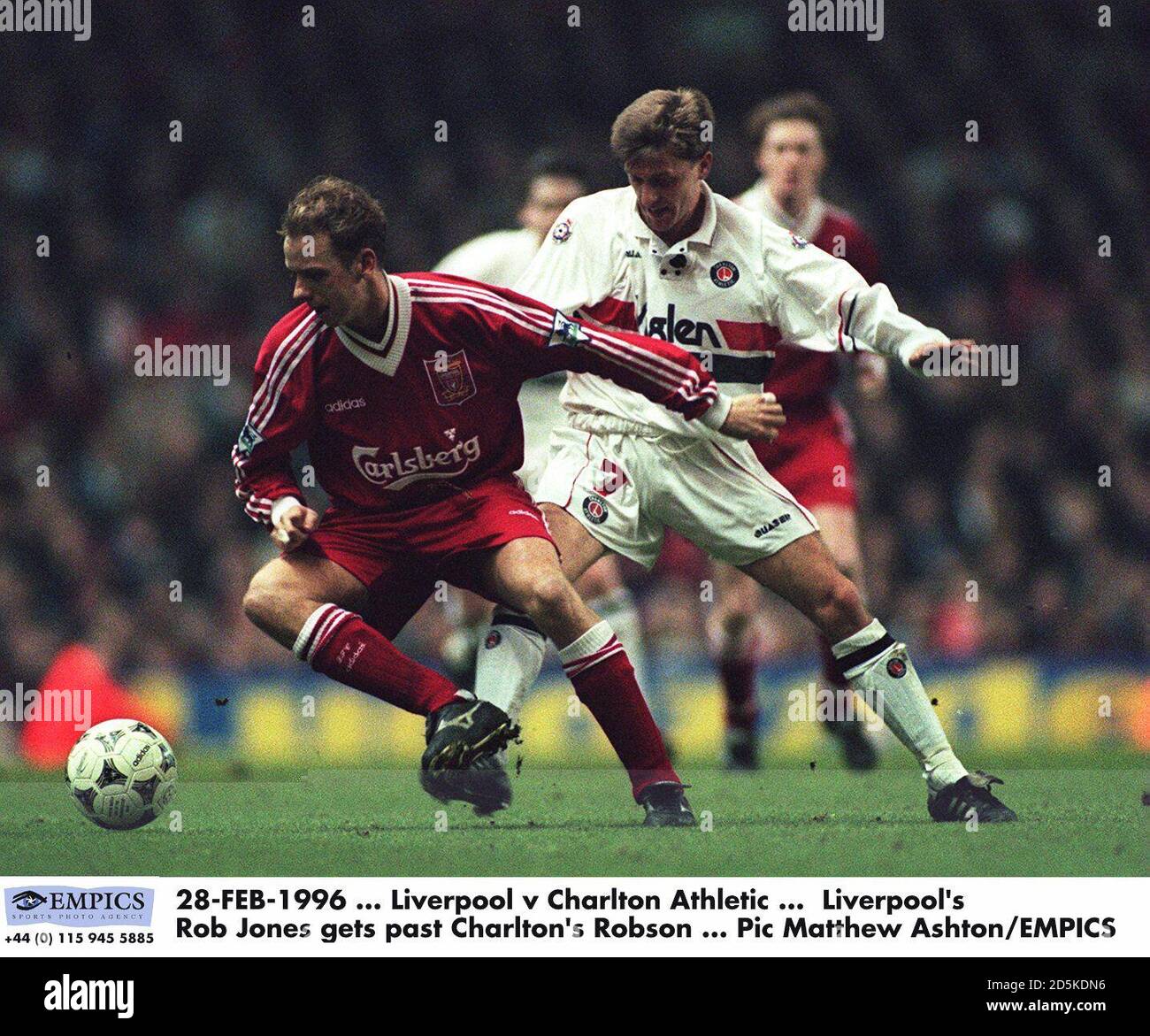28-FEB-1996 ... Liverpool v Charlton Athletic ... Liverpool's Rob Jones ...