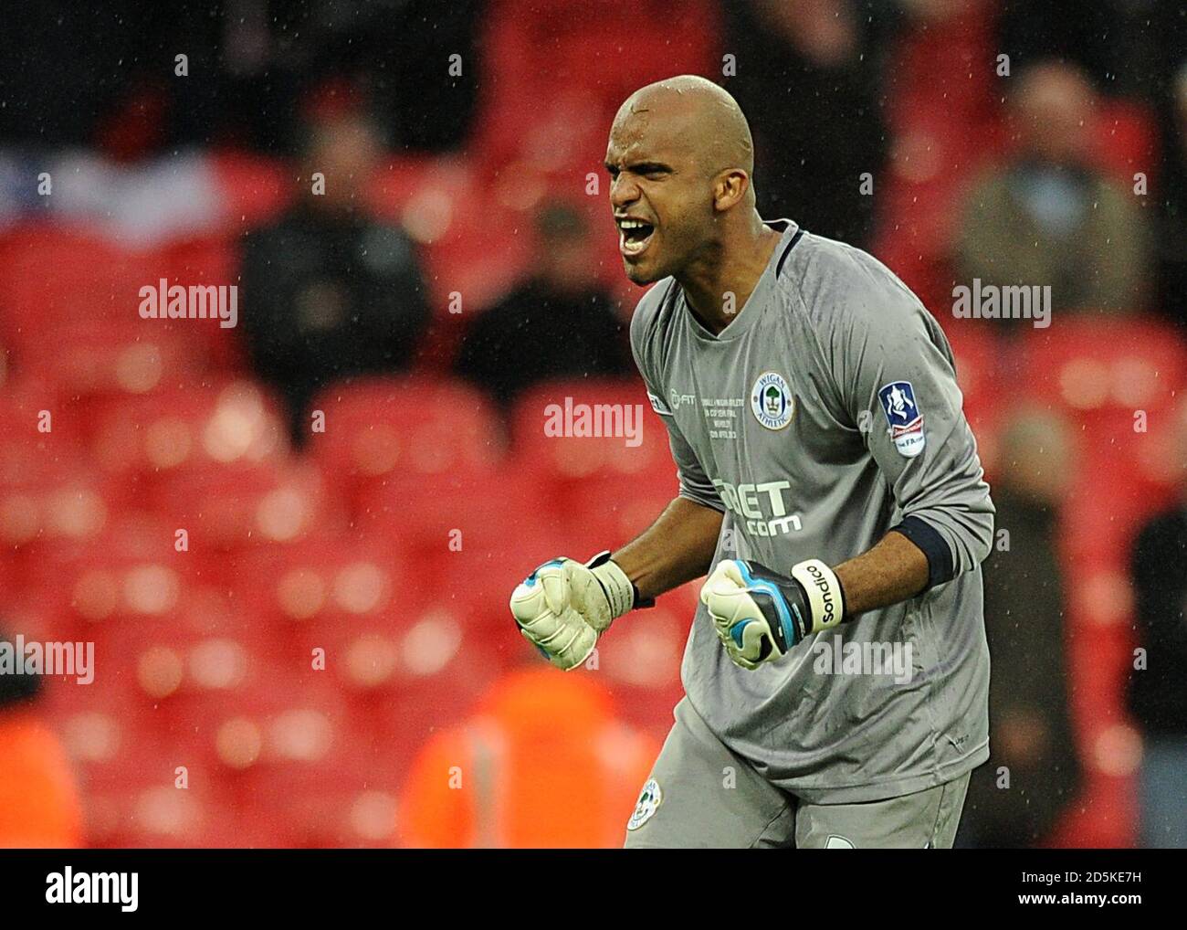 Wigan Athletic's Ali Al Habsi celebrates his side's second goal Stock ...