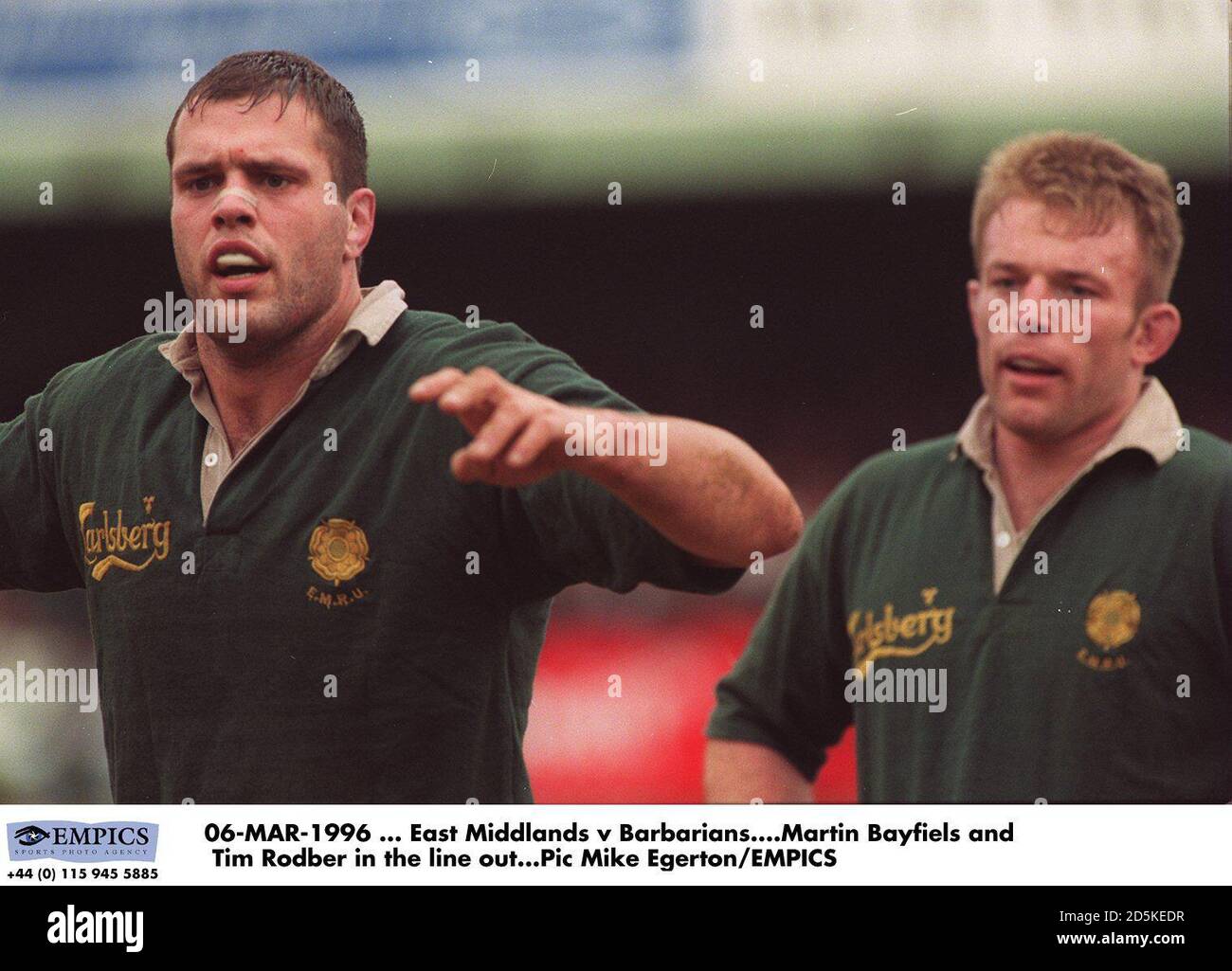 06-MAR-1996 ... East Midlands v Barbarians. Martin Bayfield and Tim ...