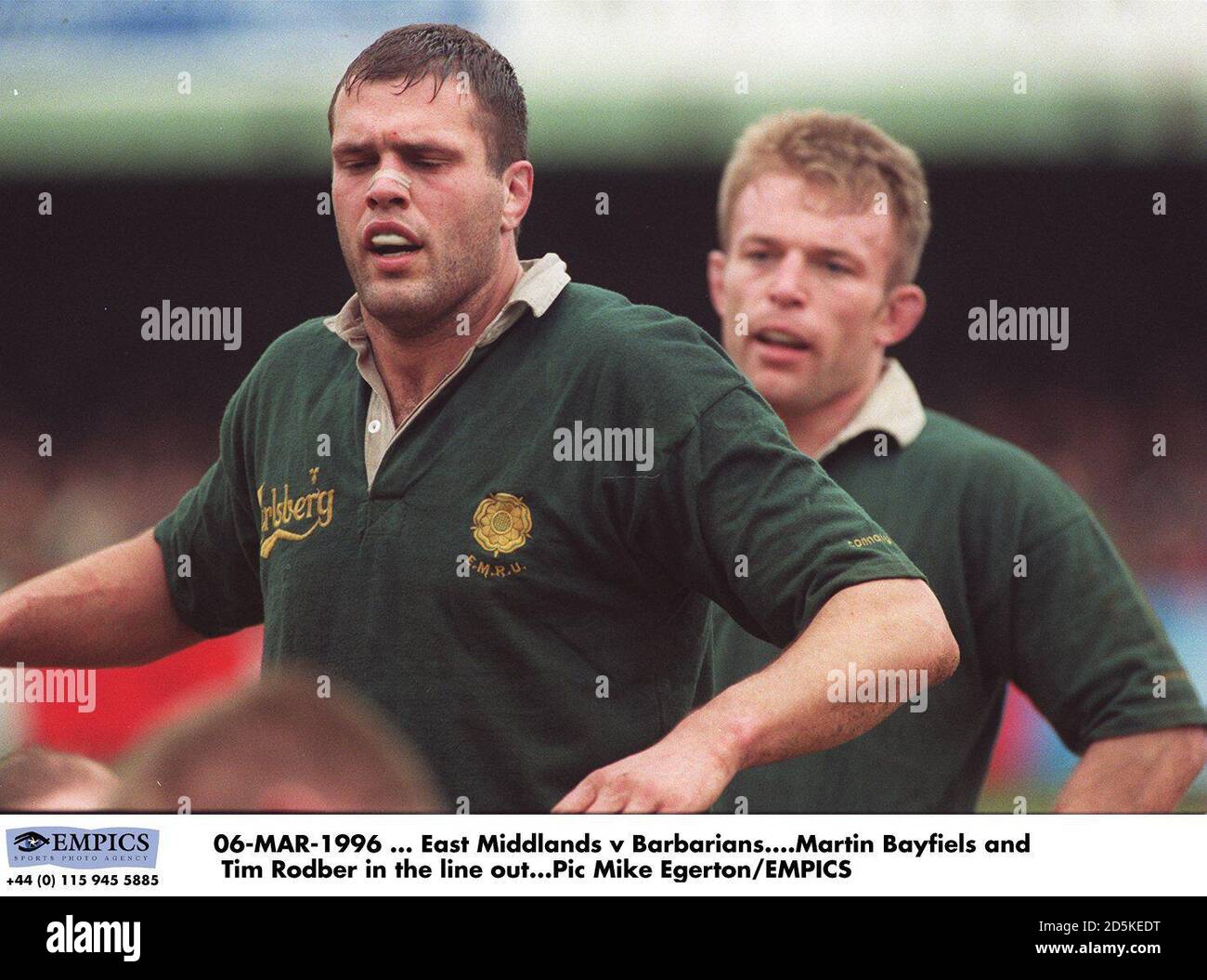 06-MAR-1996 ... East Midlands v Barbarians. Martin Bayfield and Tim ...