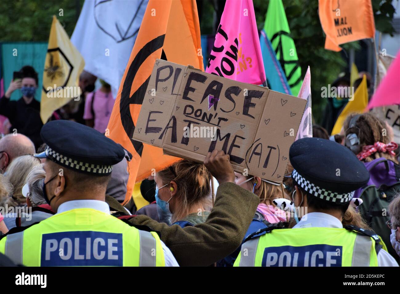 Please Don't Eat Meat sign at the Extinction Rebellion climate change ...