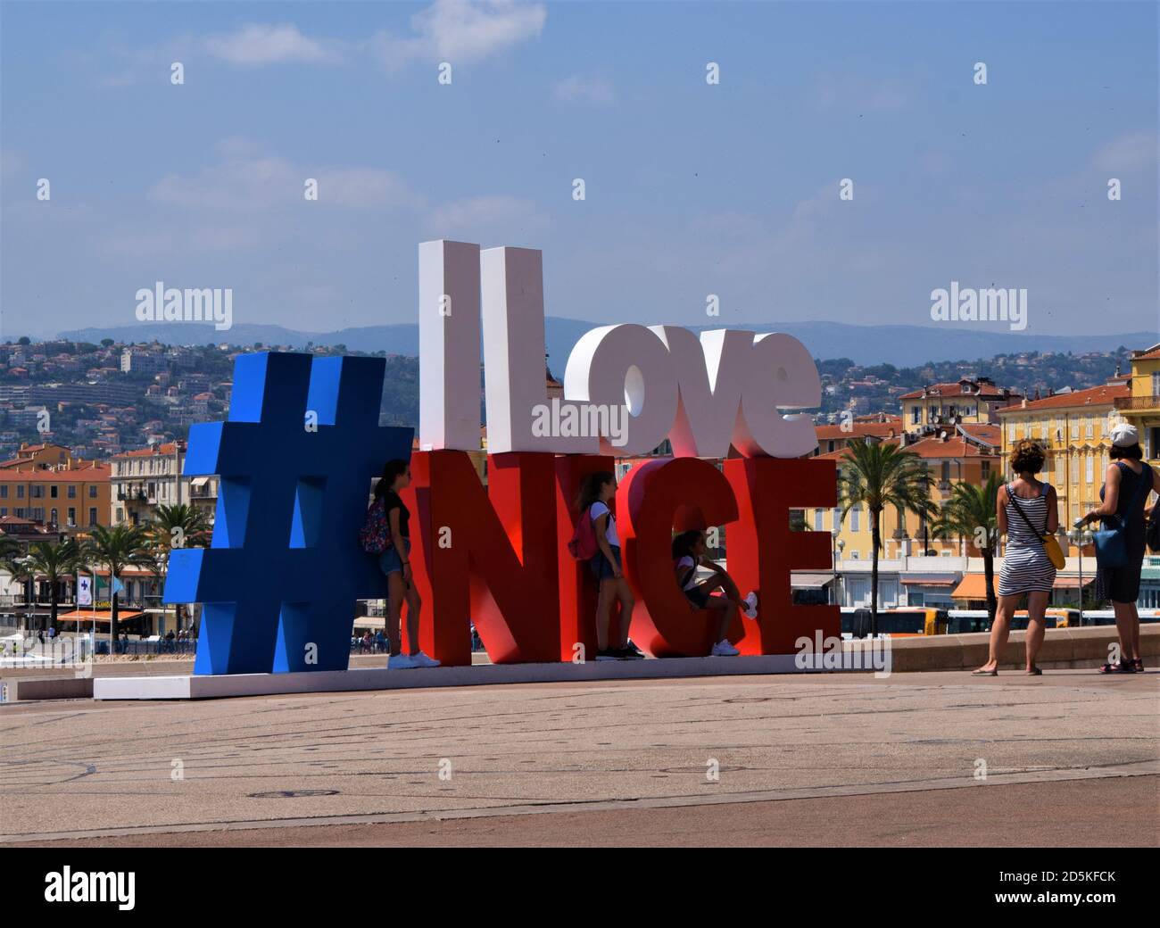 Nice, France. 6th July 2019. People take photos of the 'I Love Nice ...