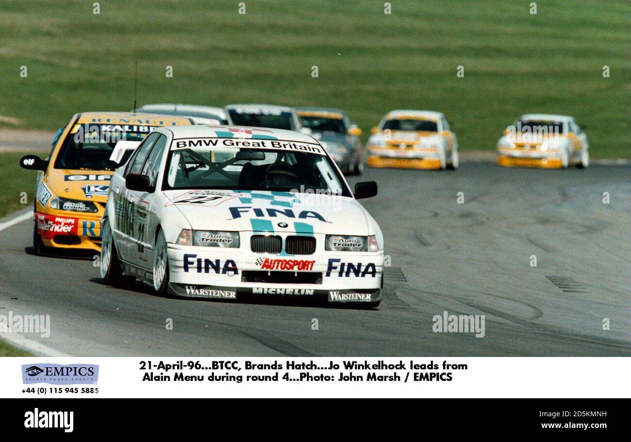 21-April-96. BTCC, Brands Hatch. Jo Winkelhock leads from Alain Menu ...
