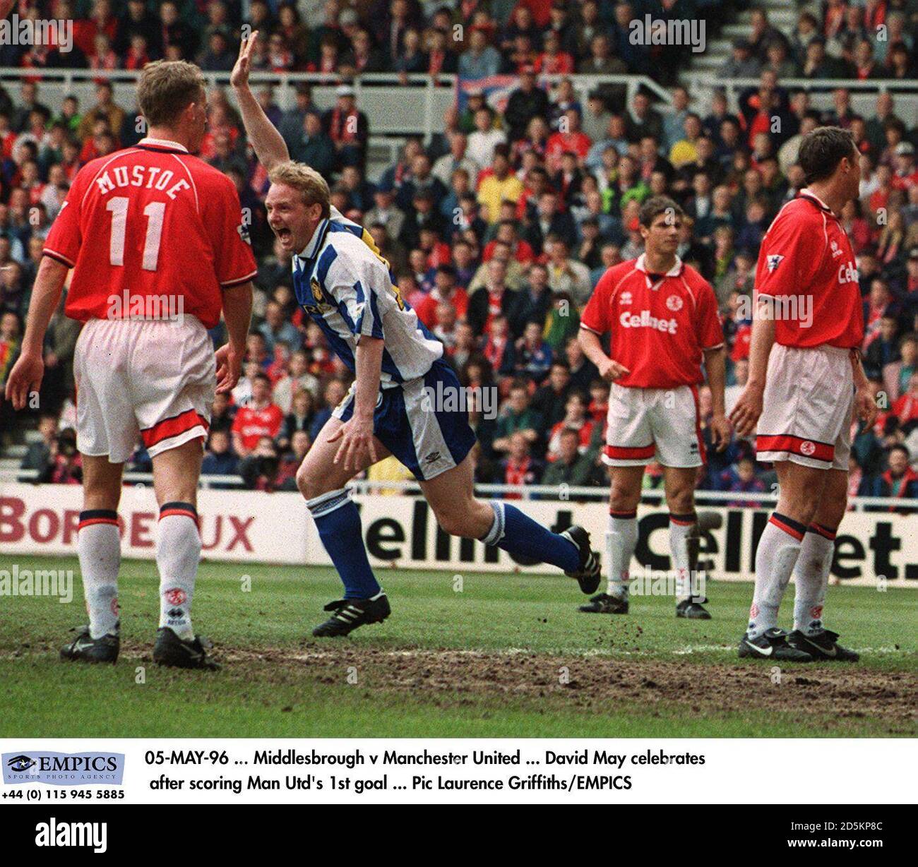 David May celebrates after scoring Manchester United's 1st goal Stock ...