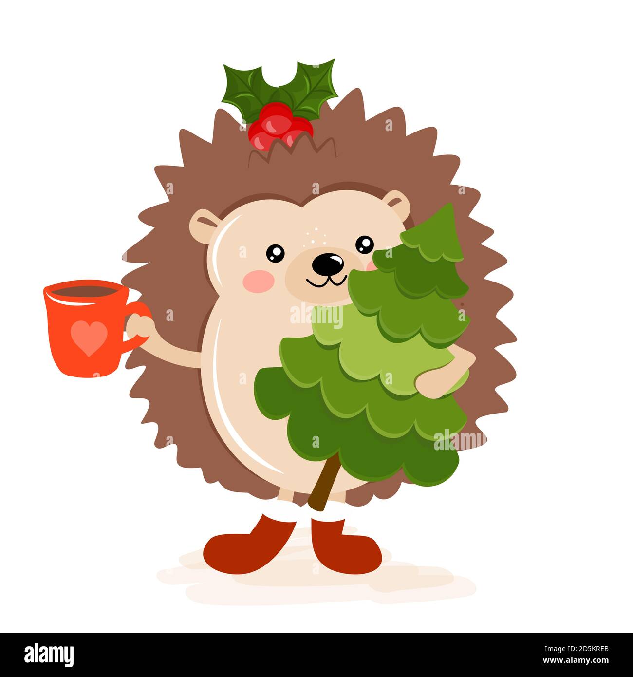 Adorable hedgehog in winter. Hand drawn vector hedgehog illustration ...