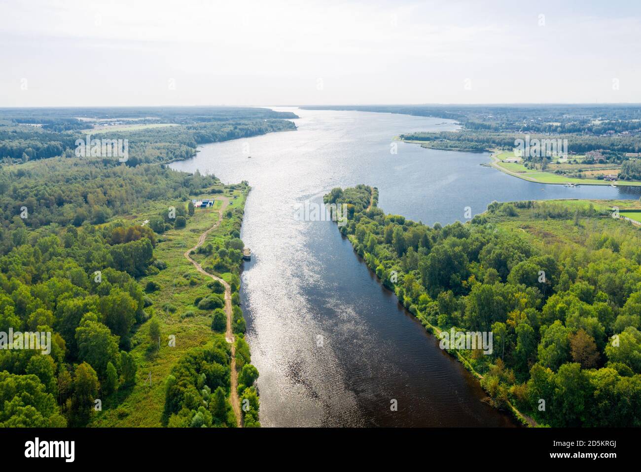 Top view of a water canal and reservoir on a summer evening Stock Photo ...