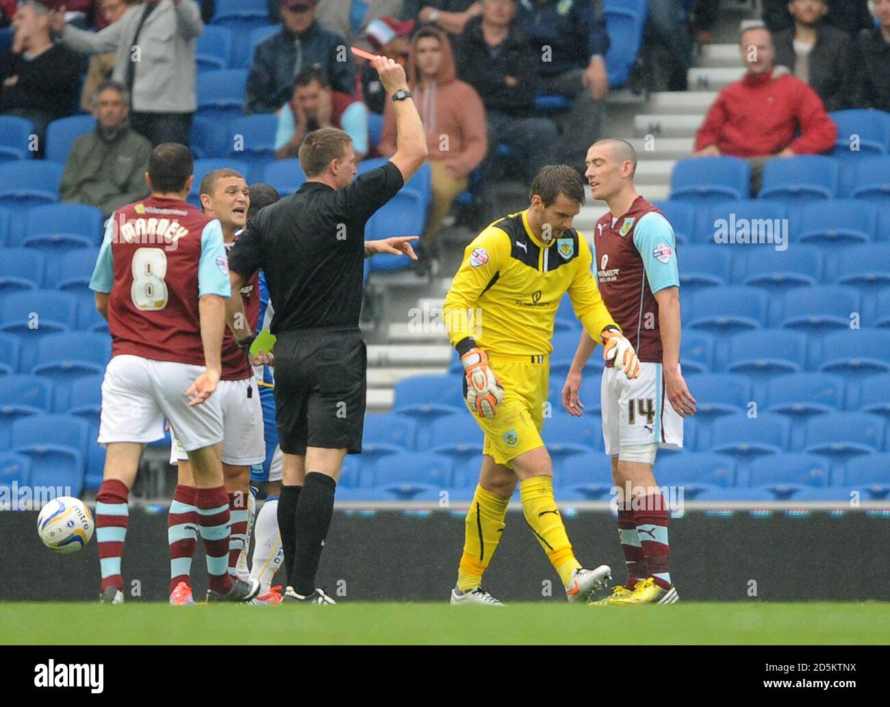Burnley's goalkeeper Tom Heaton is shown a red card Stock Photo - Alamy