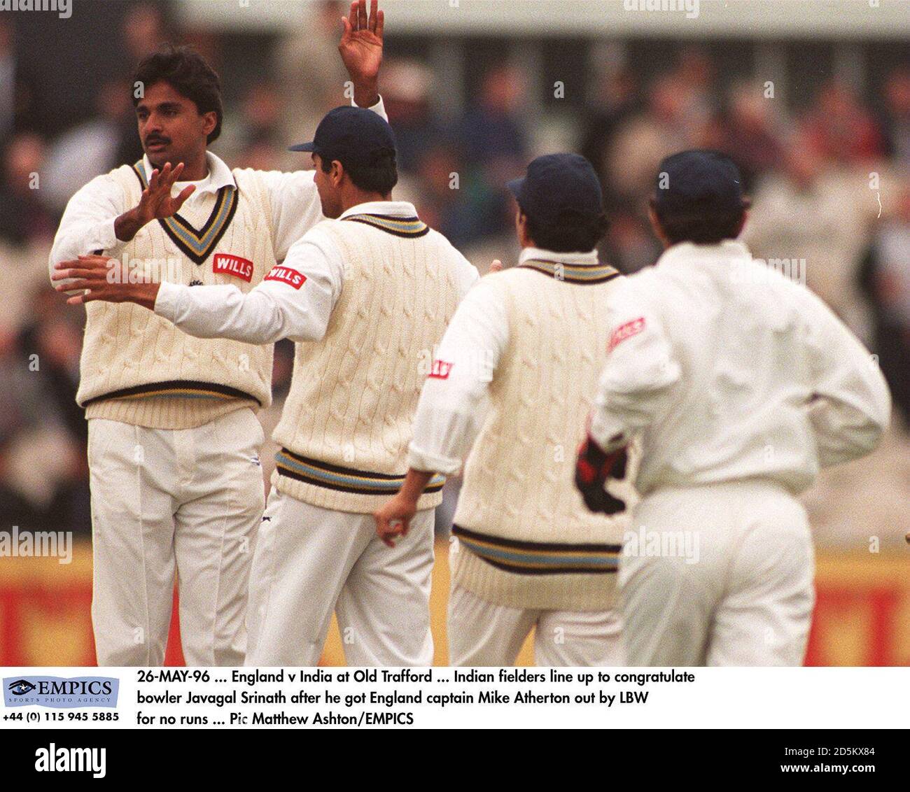 26-MAY-96 ... England v India at Old Trafford ... Indian fielders line ...