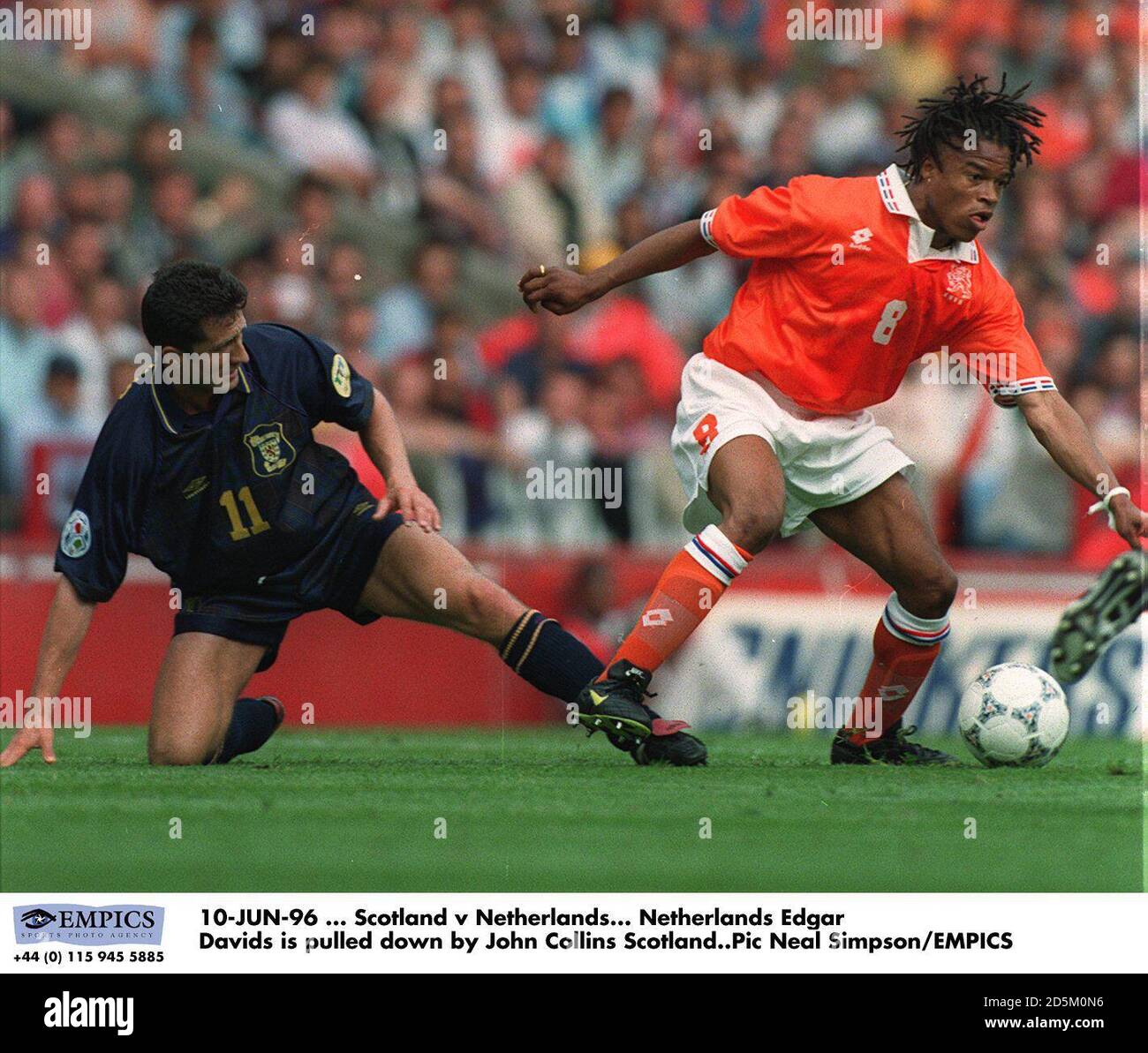 10-JUN-96 ... Scotland v Netherlands. Netherlands Edgar Davids is ...