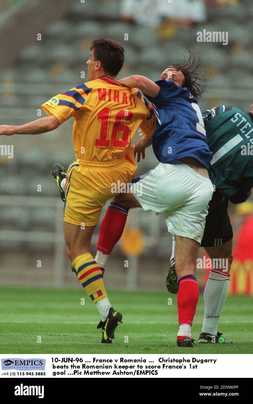 10-JUN-96 ... France v Romania ... Christophe Dugarry beats the ...