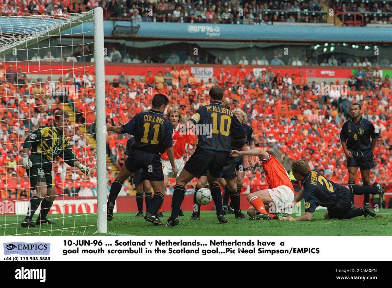10-JUN-96 ... Scotland v Netherlands. Netherlands have a goal mouth ...
